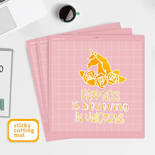 AHIJOY Standard Grip Cutting Mat for Cricut 12"x12" 3 Pack Cricut Accessories Cutting Mat for Cricut Maker/Air 2/Air/One Adhesive Sticky Cutting Mats Accessories for Cricut,Blue