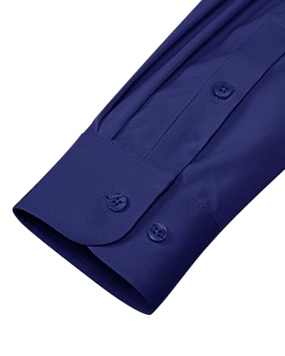 Alimens & Gentle Men's Dress Shirts Transitional Weather Long Sleeve Stretch Wrinkle-Free Button Down Navy