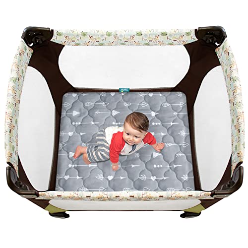 Trifold Square Playard/Playpen Mattress Topper & Square Waterproof Play Yard Mattress Cover,Arrow Print