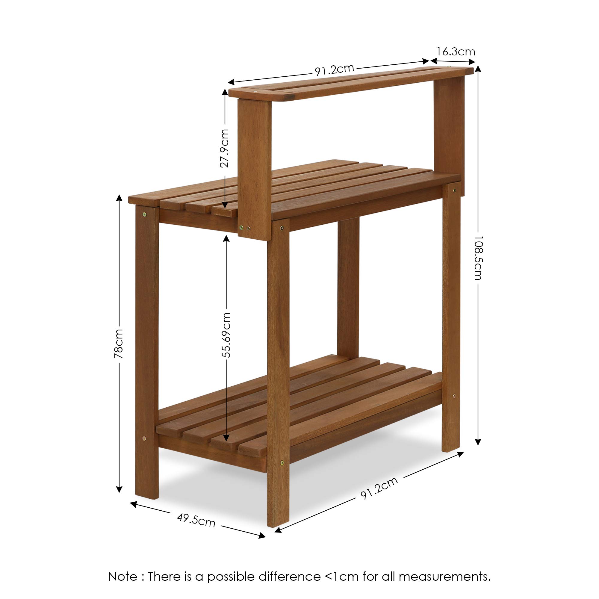 Furinno Tioman Outdoor Hardwood Potting Bench and Backless Bench