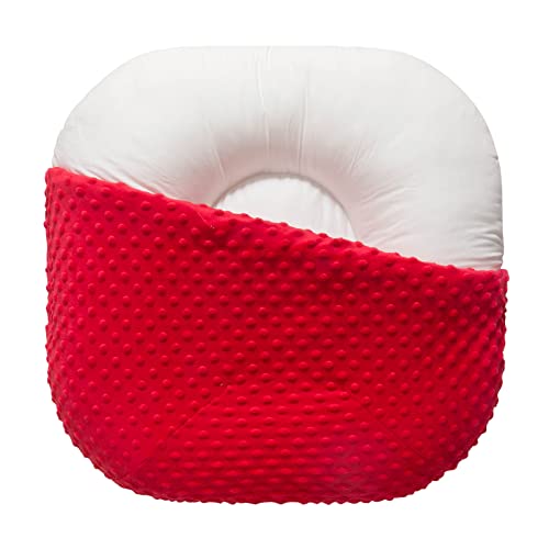 Newborn Baby Lounger with Super Soft Premium Minky Dot Baby Lounger Cover, 25 x 25 x 9/6 inches Infant Floor Seat, Newborn Essentials, Ultra Comfortable, Safe for Babies (Tomato)