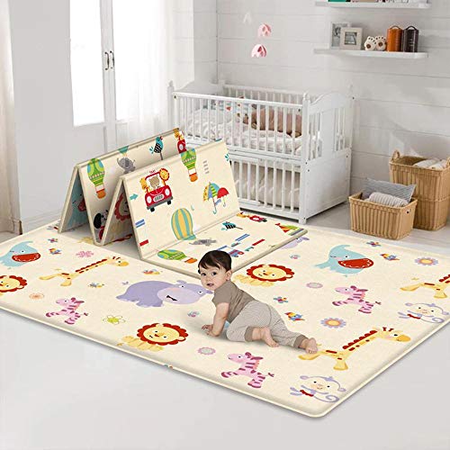 Baby Play Mat Soft Rug Carpet Reversible Waterproof Portable Double Sides Crawling Mats Cute Cartoon Nursery Rug Foam Mats for Kids 70 x 59 x 0.2 Inch
