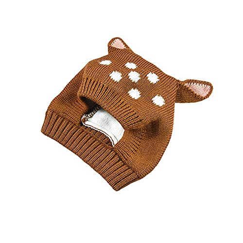 XYX Toddlers Baby Girls and Boys Fleece Lined Crochet Earflap Hats Newborn Kids Cute Beanie Cap Winter Soft Warm Knit Caps (Click A hat - Brown)