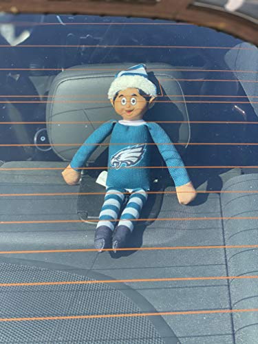 FOCO Philadelphia Eagles Ebony NFL Bench Buddy Shelf Elf - Limited Edition NFL Team Christmas Elf - Plush Toy Travel Companion, Home or Tailgate