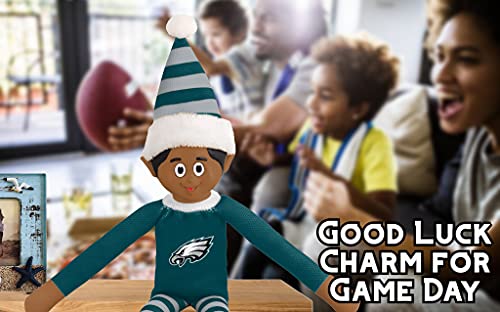 FOCO Philadelphia Eagles Ebony NFL Bench Buddy Shelf Elf - Limited Edition NFL Team Christmas Elf - Plush Toy Travel Companion, Home or Tailgate
