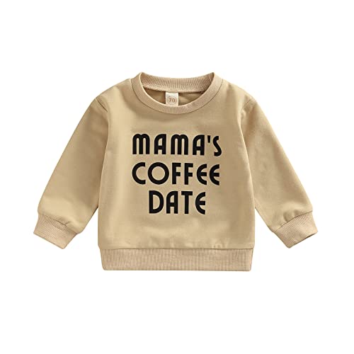 MERSARIPHY Infant Baby Boy Girl Clothes Funny Letter Sweatshirt Tops Long Sleeve Sweater Baby Fall Winter Outfits (6-12 Months, Mama khaki)