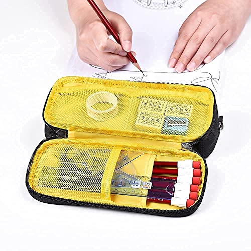 BWBOWANG pencil case large capacity pencil case storage box cosmetic bag Oxford cloth large storage stationery case with zipper, suitable for most pencil cases (black), wlf-118, 8.27x2.75x3.75