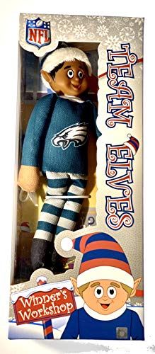 FOCO Philadelphia Eagles Ebony NFL Bench Buddy Shelf Elf - Limited Edition NFL Team Christmas Elf - Plush Toy Travel Companion, Home or Tailgate