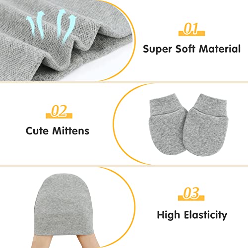 Zando Baby Hats and Baby Mittens Newborn Cotton Baby Beanies for Boys Grils Infant Beanie Caps 1 Pack White One Size