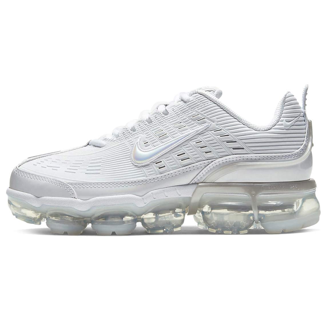 NIKE Girl's Race Running Shoe, White White White Black MTLC Silver, 5.5 us