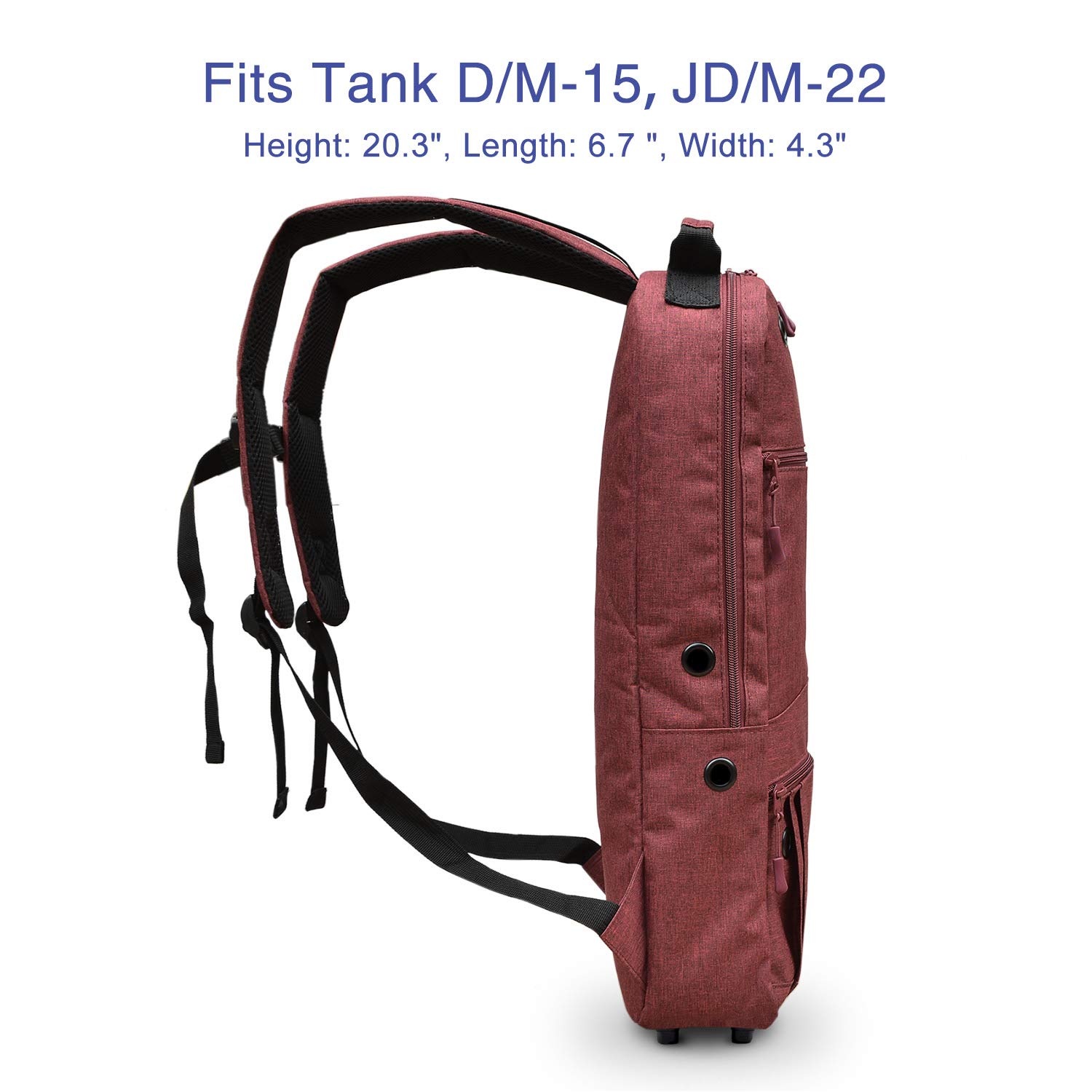 Healvaluefit Oxygen Tank Backpack O2 Cylinder Carrying Holder Bag for Tank D/M-15, JD/M-22 (Red)