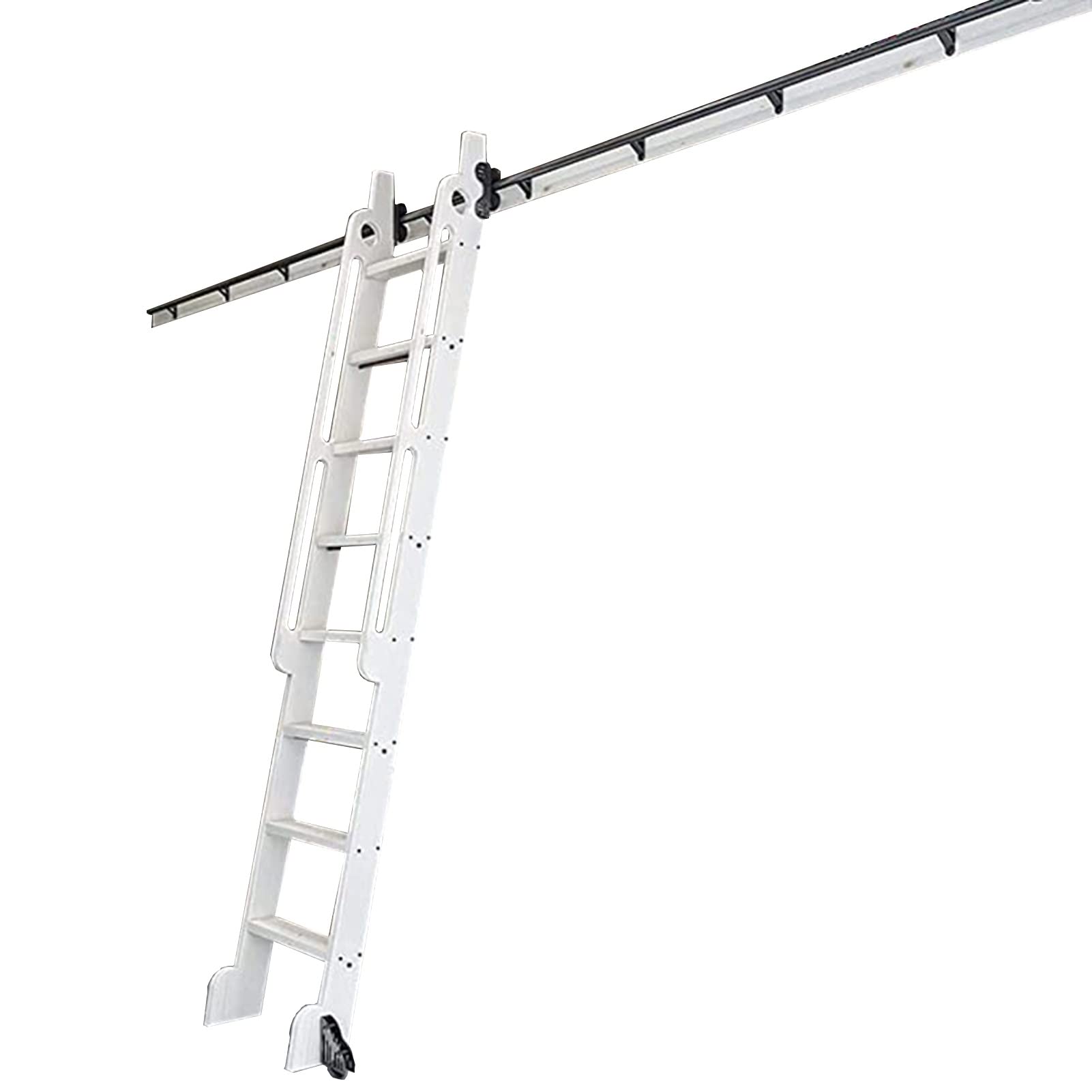 Junvstor Sliding Barn Door Hardware Kit, Carbon Steel Rolling Ladder Rail Track Roller System Closet Set Heavy Duty Sliding Ladder Rail Kit (No Ladder), 3.3ft- 20ft (Size : 3.3ft/100cm Track Kit)