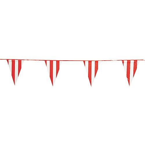 Fun Express Red & White Pennant Carnival Banner (100 feet long) Event Supplies