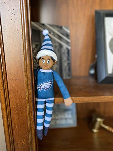 FOCO Philadelphia Eagles Ebony NFL Bench Buddy Shelf Elf - Limited Edition NFL Team Christmas Elf - Plush Toy Travel Companion, Home or Tailgate
