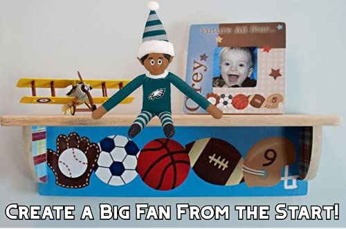 FOCO Philadelphia Eagles Ebony NFL Bench Buddy Shelf Elf - Limited Edition NFL Team Christmas Elf - Plush Toy Travel Companion, Home or Tailgate