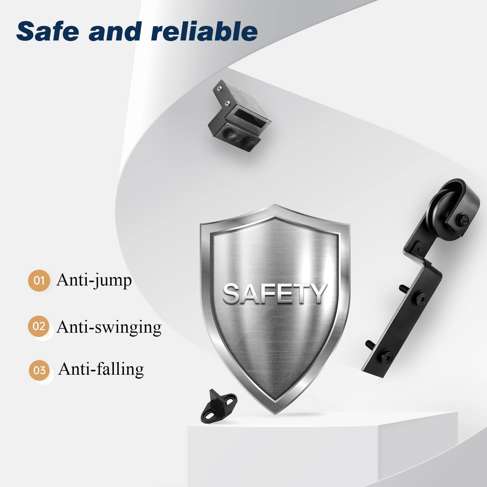 EaseLife 8 FT Bypass Double Sliding Barn Door Hardware Kit,Single Track,Heavy Duty,Slide Smoothly Quietly,Easy Install (8FT Track Kit for Double 53" Wide Door)