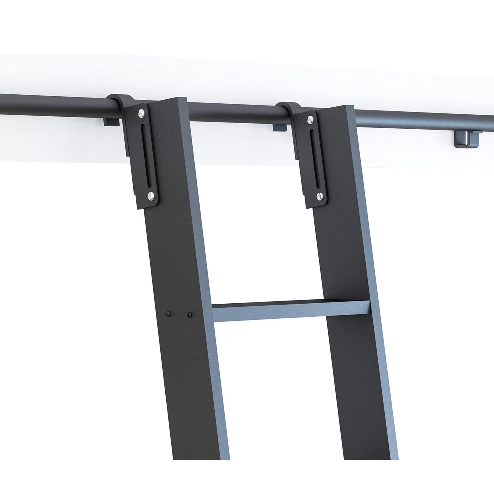Hook On Rolling Library Ladder Track Kit, Satin Black Finish Rolling Ladder Hardware Kit(No Ladder) W/Caster, Metal Step Rods W, Sliding Hook Assemblies(Limited to Ladder Thickness 2.5cm) (Size : 9.