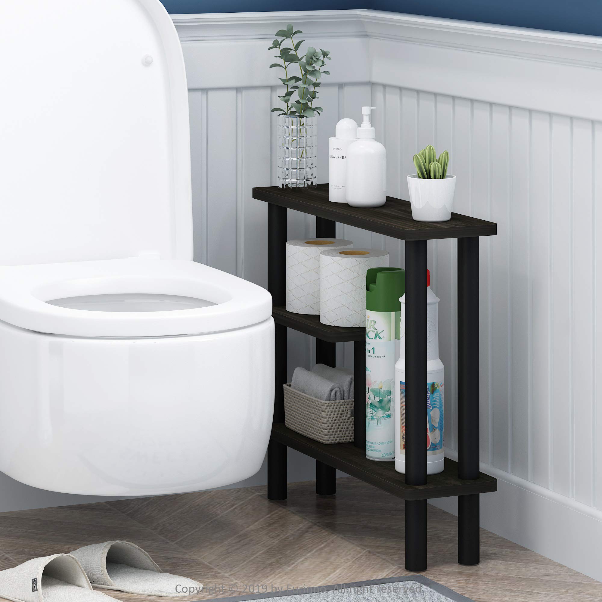 Furinno Turn-N-Tube Slim Space Saving Storage Rack, Espresso/Black
