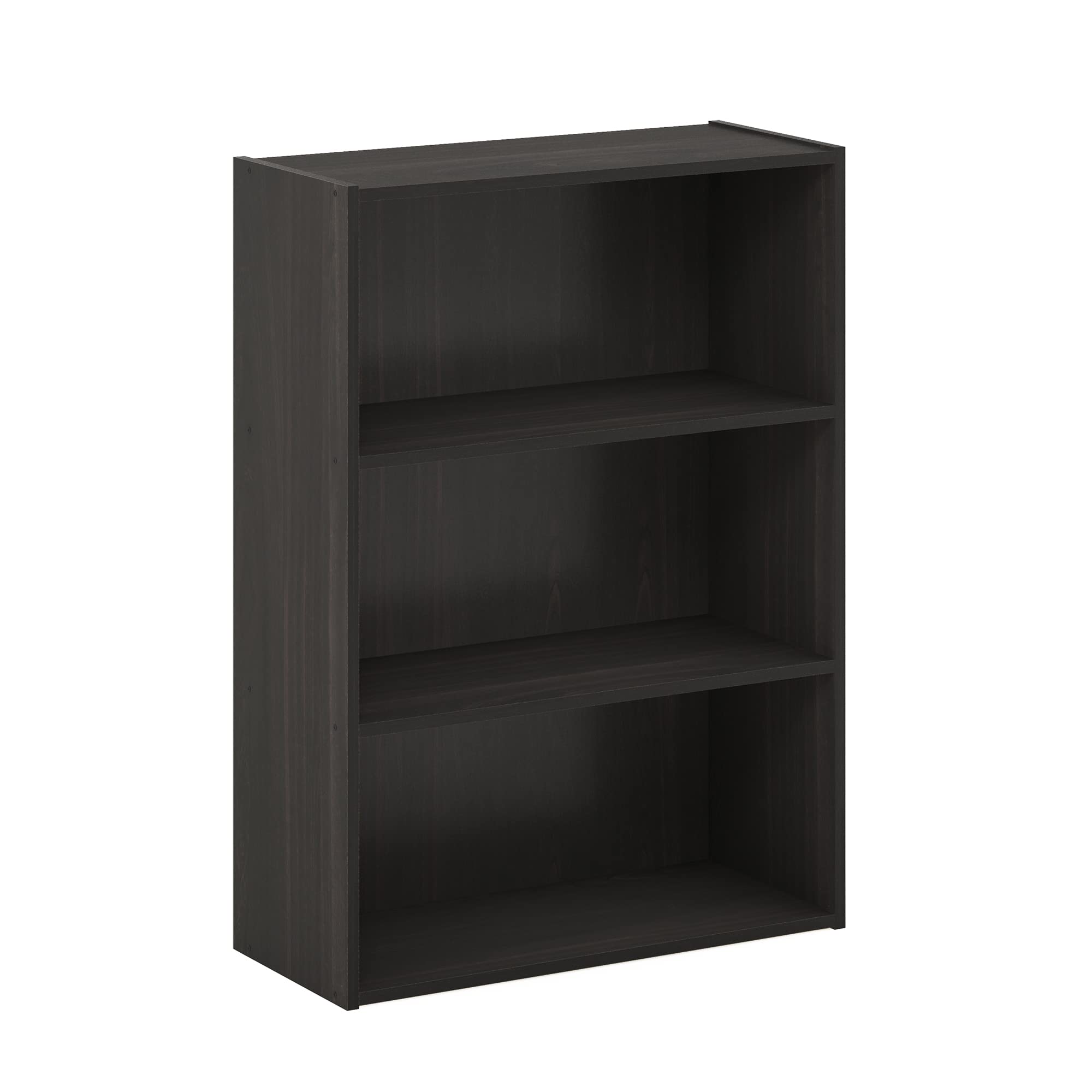 Furinno Jaya Simple Home 3-Tier Adjustable Shelf Bookcase, Black Pasir 3-Tier Open Shelf Bookcase, Espresso