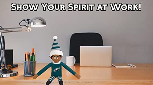 FOCO Philadelphia Eagles Ebony NFL Bench Buddy Shelf Elf - Limited Edition NFL Team Christmas Elf - Plush Toy Travel Companion, Home or Tailgate