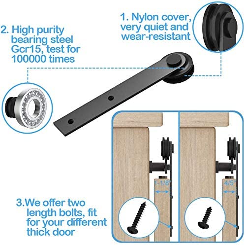 ZEKOO 5FT Super Mini Sliding Barn Door Hardware Kit for Single Door Cabinet, Small Barn Door Hardware Track Kit for TV Stand, Cupboards, Storage Cabinets, Wardrobes, I Shape Hanger (No Cabinet)