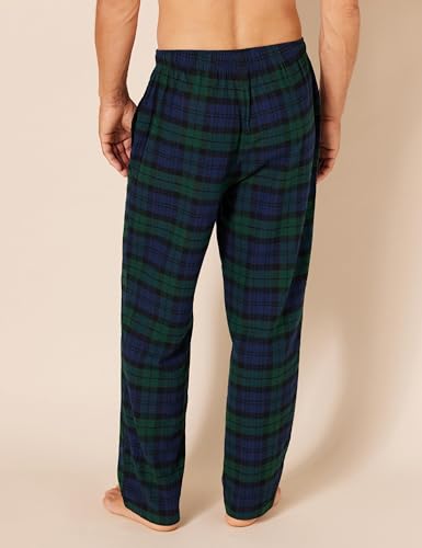 Amazon Essentials Men's Flannel Pajama Pant (Available in Big & Tall), Dark Green Navy Blackwatch Plaid, Large