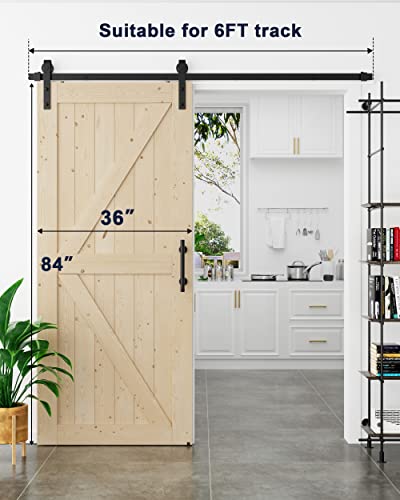 WINSOON 36 x 84 inch Sliding Barn Door Interior Paneled Slab, DIY Unfinished Barn Doors Solid Spruce Wood, K Frame, Pre-Drilled, Bottom Grooved, Easy to Install, Natural