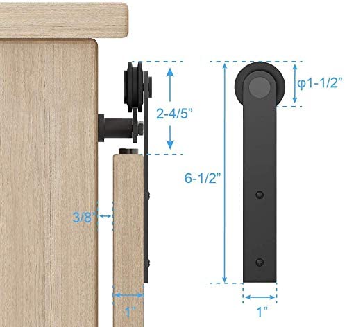 ZEKOO 5FT Super Mini Sliding Barn Door Hardware Kit for Single Door Cabinet, Small Barn Door Hardware Track Kit for TV Stand, Cupboards, Storage Cabinets, Wardrobes, I Shape Hanger (No Cabinet)