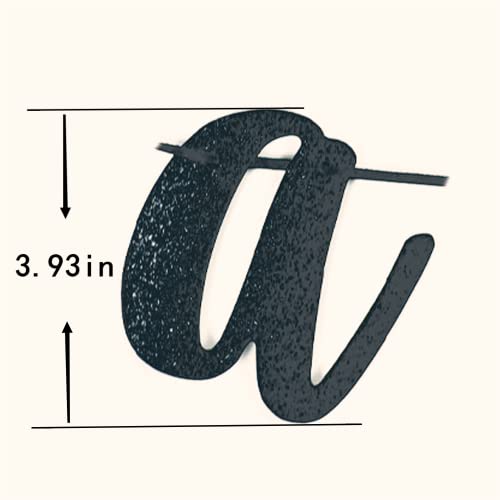 Just Married Banner- Wedding Party Sign, Bridal Shower Decoration Prop Photos (Black Glitter)