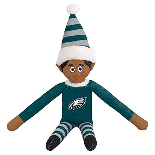 FOCO Philadelphia Eagles Ebony NFL Bench Buddy Shelf Elf - Limited Edition NFL Team Christmas Elf - Plush Toy Travel Companion, Home or Tailgate