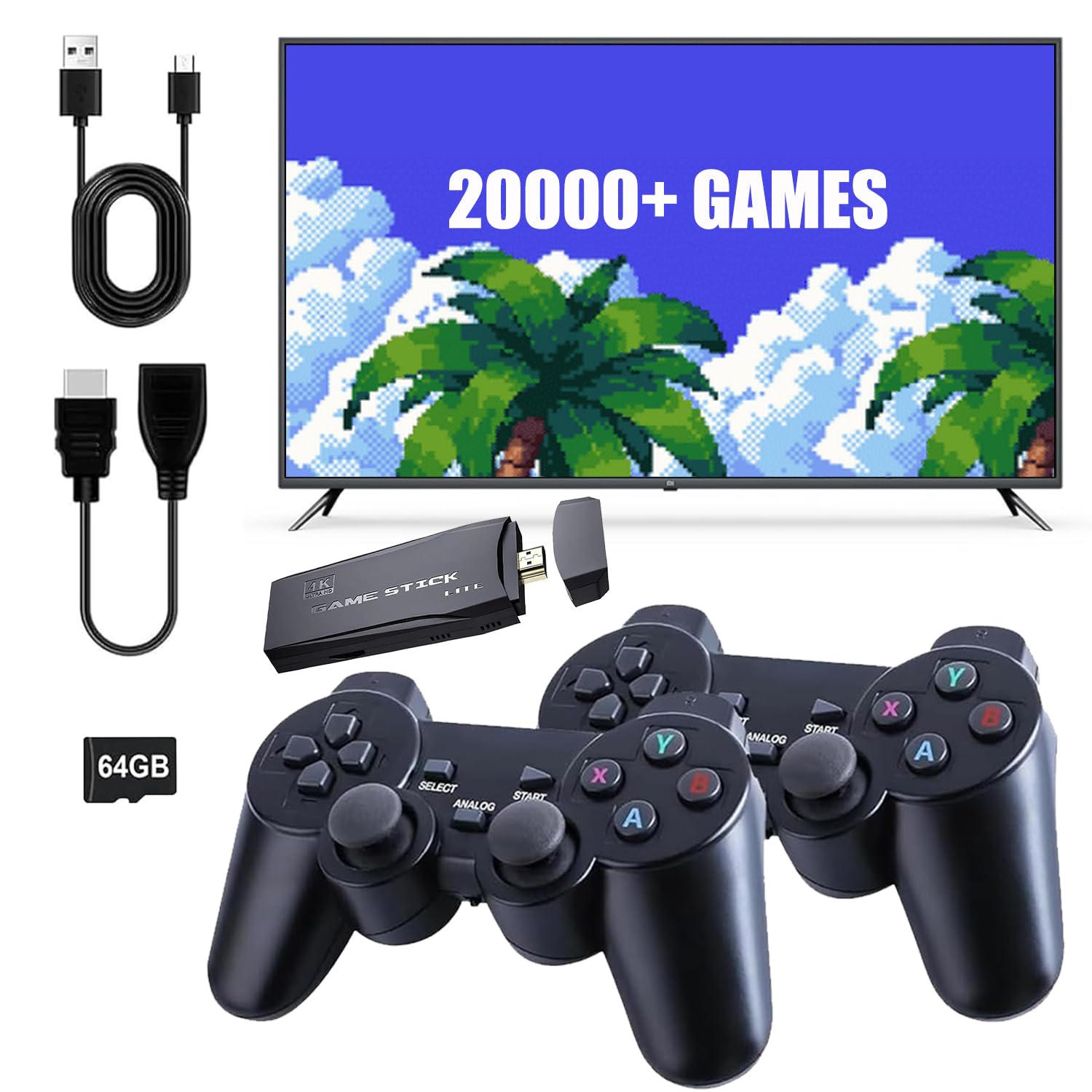 BLANDSTRS Handheld Game Console, Retro Game Player with 500 Classic FC Games 3.0 inch Screen, Rechargeable Battery Portable Games Controller Support for 2 Players & TV for Kids & Adult (Black)