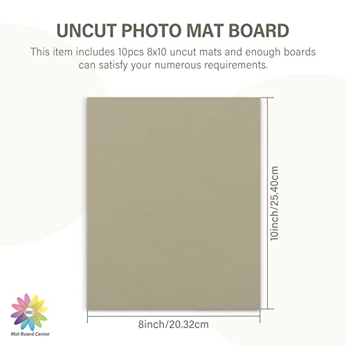 Mat Board Center, 10 Pack 8x10 Picture Backing Boards, Middle Grey Uncut Matt Boards, Ideal for Pictures/Prints/Frames/Arts