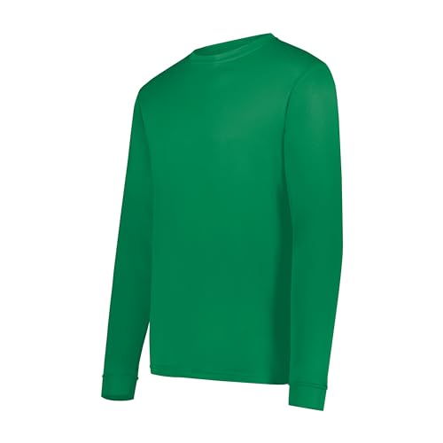 Augusta Sportswear Wicking Long Sleeve Sun Protection Athletic Shirt for Running, Hiking, Fishing, and Outdoor Activities, Kelly, Medium