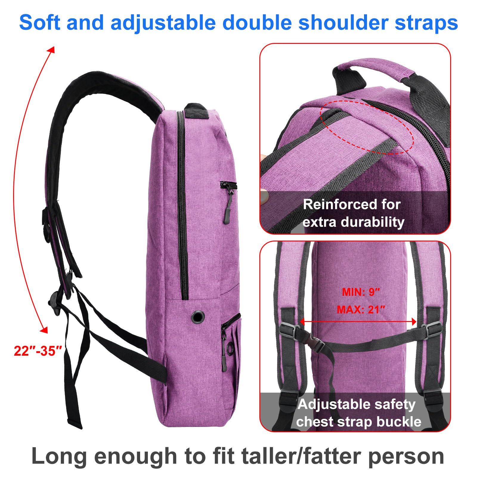iGuerburn Oxygen Tank Backpack Size D, Portable Oxygen Backpack for D/M15 JD/M22 Cylinder Bag O2 Tank Carrier Holder for Travel (Purple)