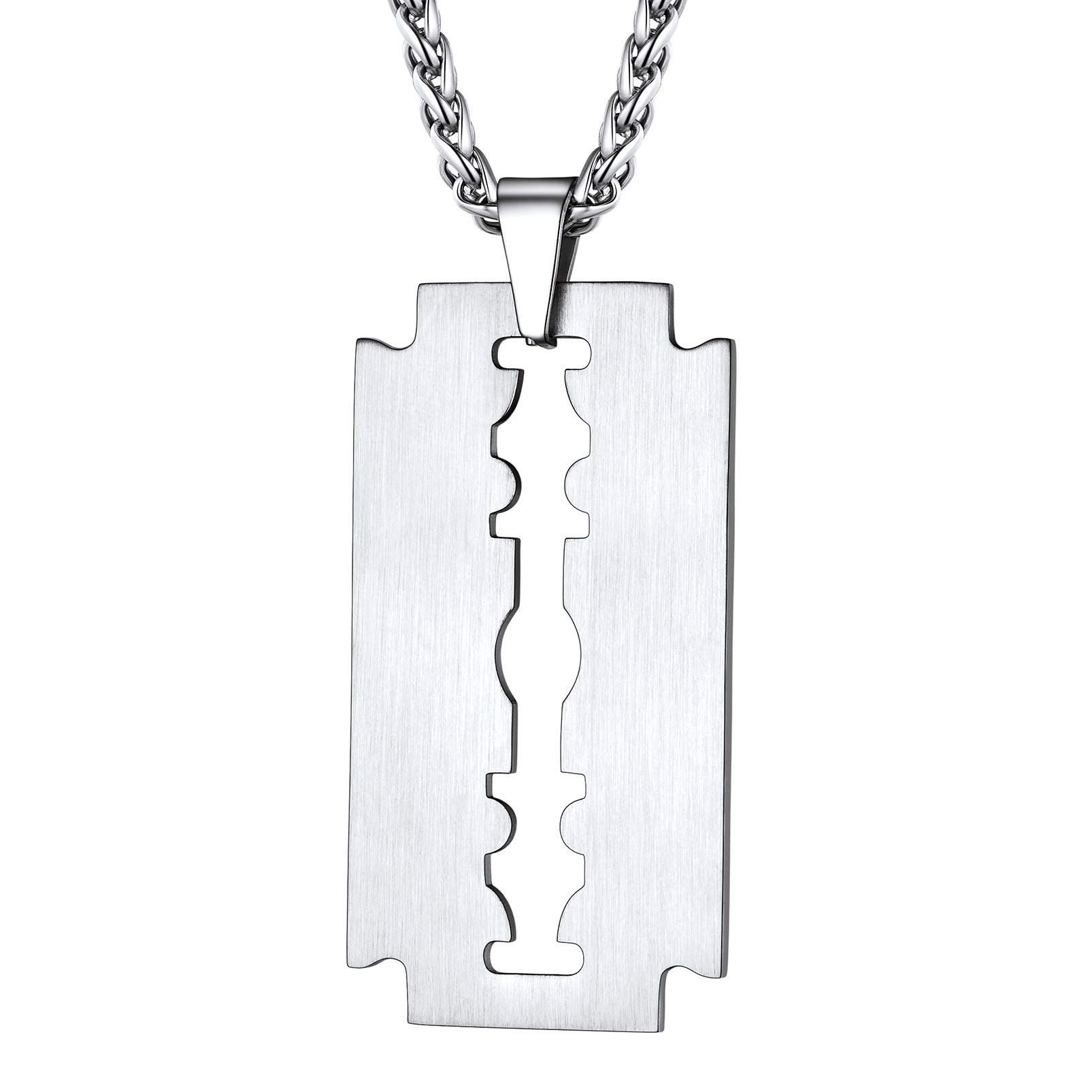 PROSTEEL Mens Chains Punk Dog Tag Pendant Necklaces Stainless Steel Razor Blade Necklace Chain for Men