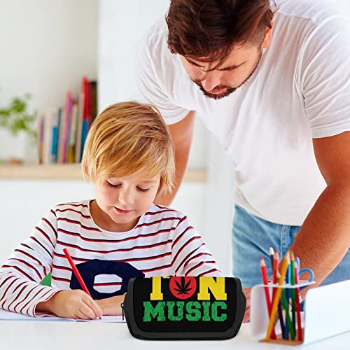 I Love Raggaeton Music Large Capacity Pencil Case Multi-Slot Pencil Bag Portable Pen Storage Pouch with Zipper