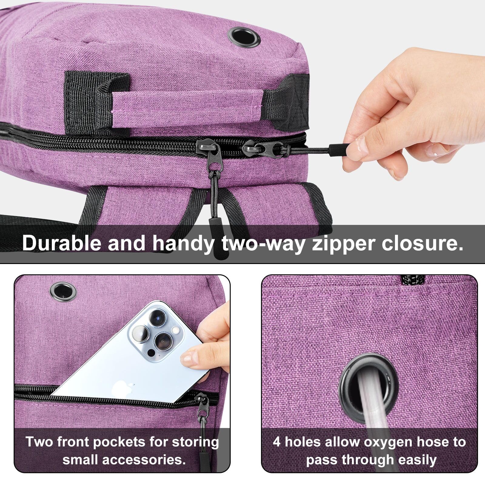iGuerburn Oxygen Tank Backpack Size D, Portable Oxygen Backpack for D/M15 JD/M22 Cylinder Bag O2 Tank Carrier Holder for Travel (Purple)