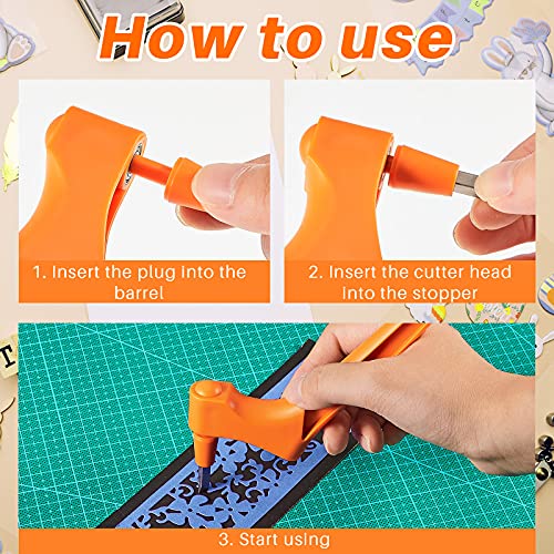 2 Pieces Craft Cutting Tools Stainless Steel Craft Knives with 360-Degree Rotating Blade Precision Art Knife Cutter Art Cutting Tool Handheld Engraving Pen for Craft, Hobby, Scrapbooking, Stencil