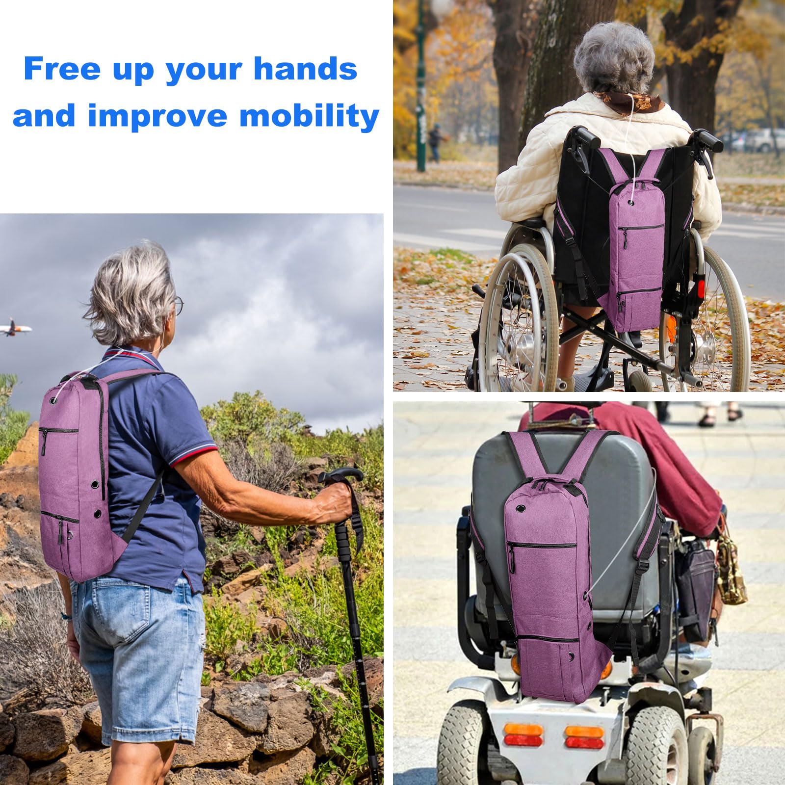 iGuerburn Oxygen Tank Backpack Size D, Portable Oxygen Backpack for D/M15 JD/M22 Cylinder Bag O2 Tank Carrier Holder for Travel (Purple)
