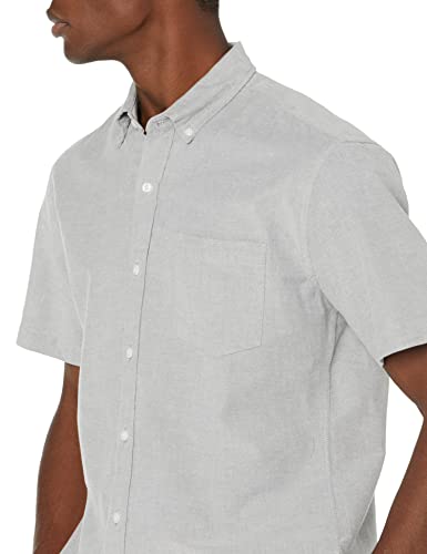 Amazon Essentials Oxford Shirts for Men - Regular-Fit, Short-Sleeve, Grey, X-Large