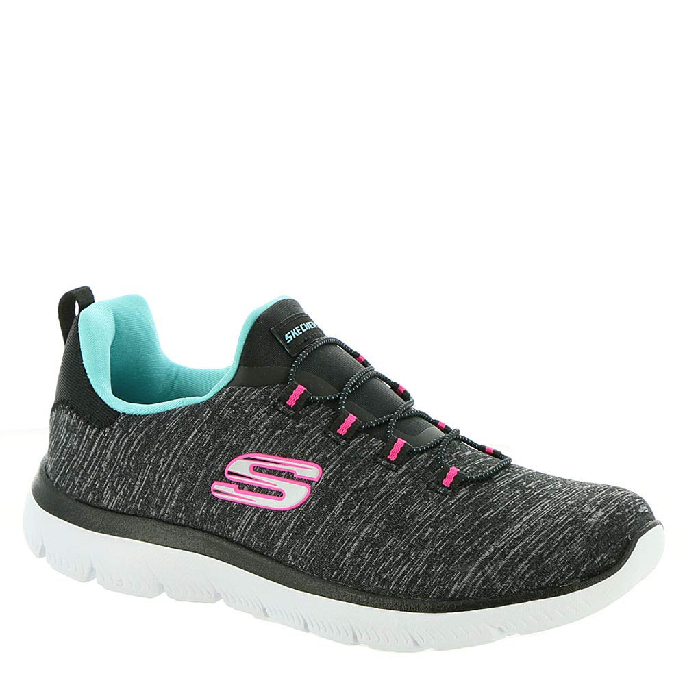 Skechers Women's Summits-Quick Getaway Sneaker, Black/Light Blue, 7.5 Wide