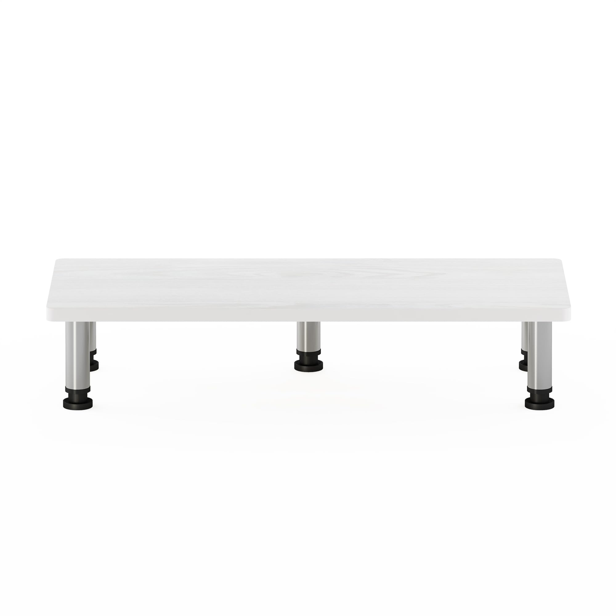 Furinno Turn-N-Tube Monitor Riser Stand, White Oak, Stainless Steel Tubes