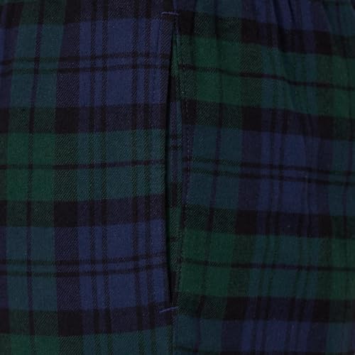 Amazon Essentials Men's Flannel Pajama Pant (Available in Big & Tall), Dark Green Navy Blackwatch Plaid, Large