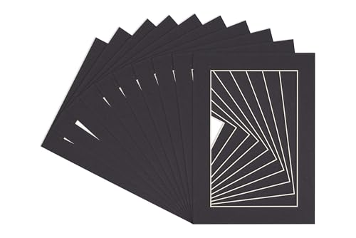 8x12 Precut Mat Board for 12x16 Frame - Acid-Free Show Kit with Backing Board, and Clear Bags Black 8x12 Photo Matte Made to Fit a 12x16 Picture Frame Matboard for Framing, Pack of 10 Mats