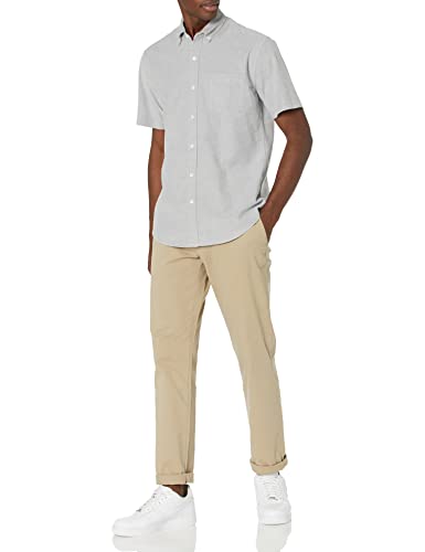 Amazon Essentials Oxford Shirts for Men - Regular-Fit, Short-Sleeve, Grey, X-Large