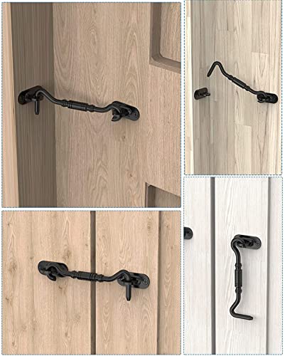 MIWOOYY 12 inch Barn Door Handle Matte Black - Handmade Rustic Sliding Barn Door Pull Flush Handles with Hook Lock Latch Set, Barn Door Gate Garage Hardware Kit