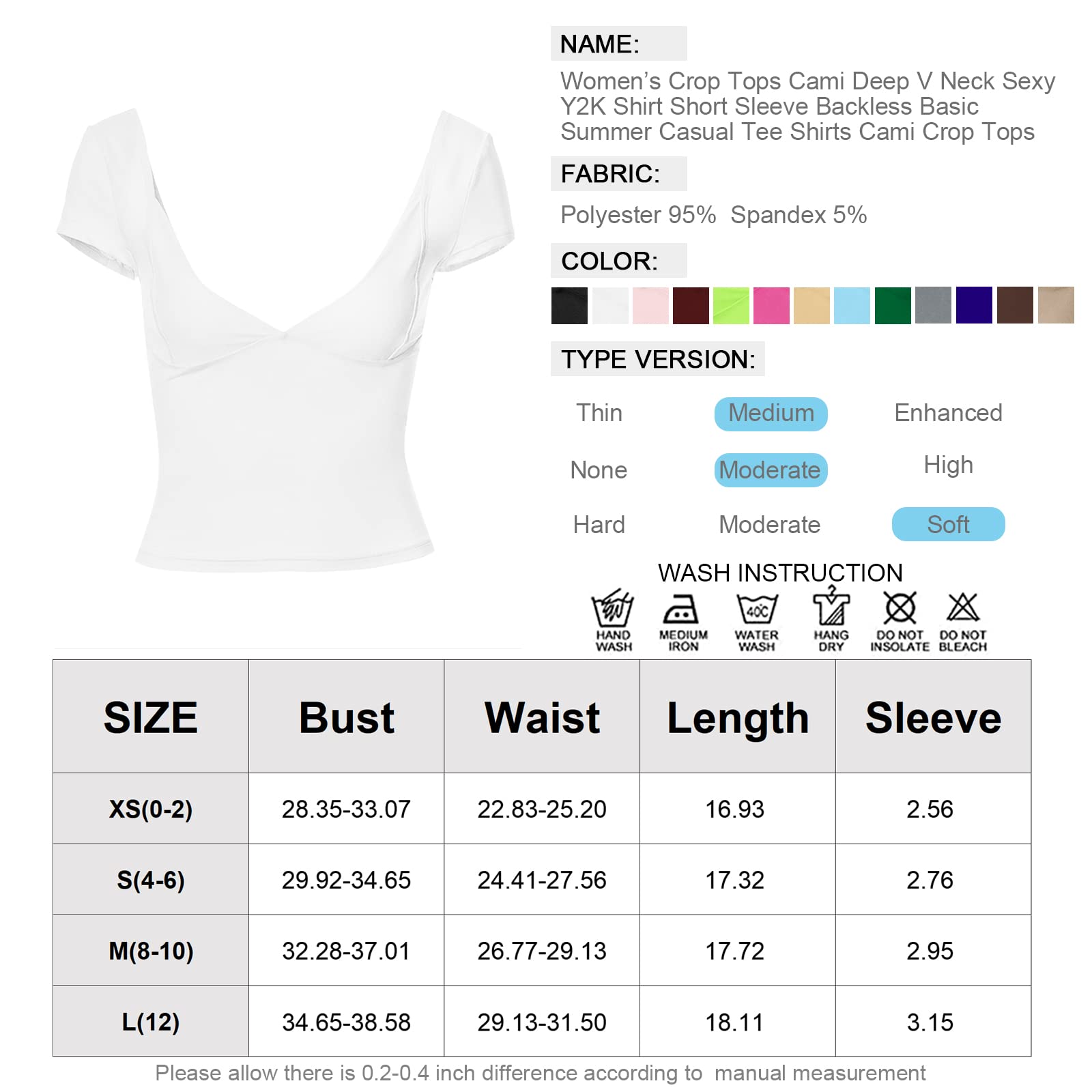 Women’s Crop Tops Cami Deep V Neck Sexy Y2K Shirt Short Sleeve Backless Basic Summer Casual Tee Shirts Cami Crop Tops (as1, Alpha, s, Regular, Regular, White)