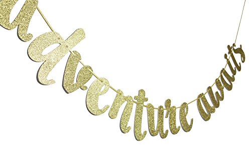 Firefairy Adventure Awaits Gold Glitter Banner , Graduation Banner , College Graduation High School Graduation Grad Banner