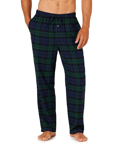 Amazon Essentials Men's Flannel Pajama Pant (Available in Big & Tall), Dark Green Navy Blackwatch Plaid, Large