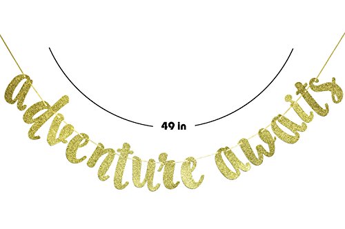 Firefairy Adventure Awaits Gold Glitter Banner , Graduation Banner , College Graduation High School Graduation Grad Banner